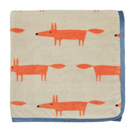 Mr Fox Fleece Throw in Ivory/Orange | Scion Living