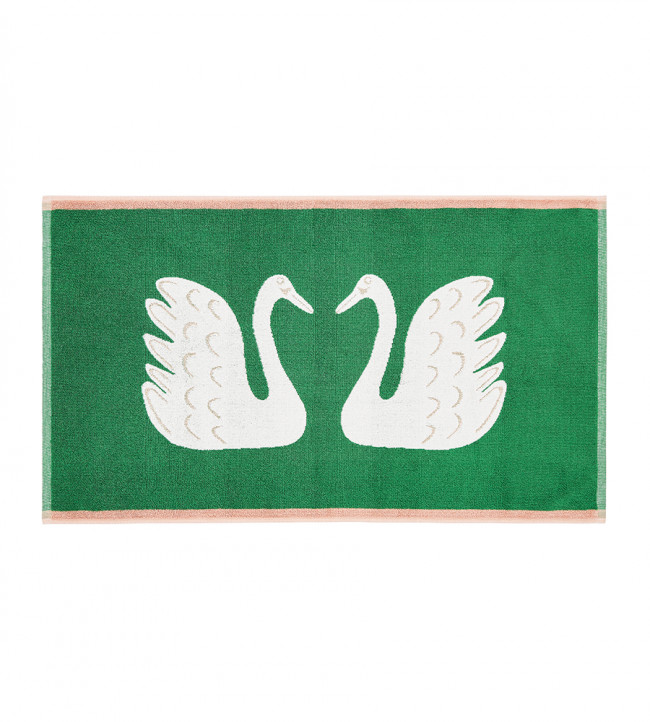 Swim Swam Swan Bath Mat in Mint Leaf| Scion Living